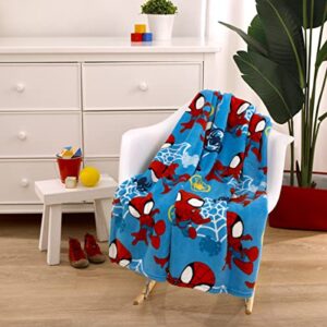 Marvel Spidey and His Amazing Friends Blue, Red and White Spidey Team Super Soft Toddler Blanket