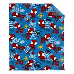 Marvel Spidey and His Amazing Friends Blue, Red and White Spidey Team Super Soft Toddler Blanket