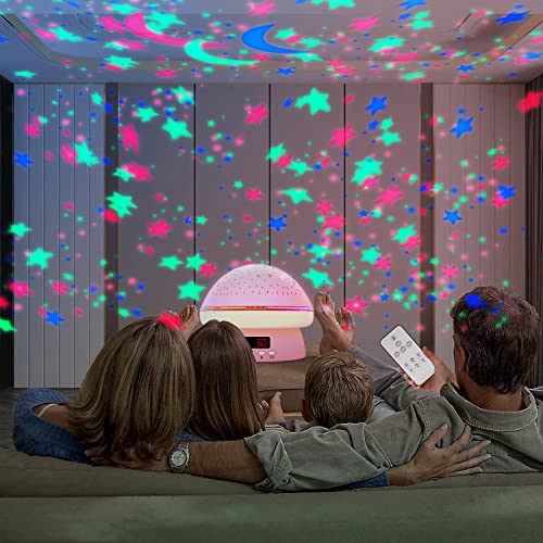 Star Night Light Projector for Kids Bedroom with Timer & Remote Control, Nightlights Lamp with 8 Colors Options 3 Levels of Brightness, Sleep Helper Gift Toys for 2-10 Year Old Girls Boys (Pink)