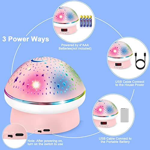 Star Night Light Projector for Kids Bedroom with Timer & Remote Control, Nightlights Lamp with 8 Colors Options 3 Levels of Brightness, Sleep Helper Gift Toys for 2-10 Year Old Girls Boys (Pink)