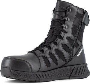 reebok work floatride energy tactical men's, black, 8 inch side-zip style, composite toe, eh, slip-resistant work boot (10.5 w)