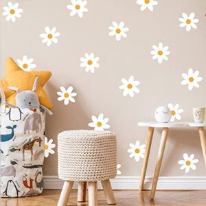 peel and stick flower floral vinyl wall stickers, white daisy wall decals for kids room, nursery, bedroom, living room, home wall art décor