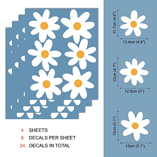 Peel and Stick Flower Floral Vinyl Wall Stickers, White Daisy Wall Decals for Kids Room, Nursery, Bedroom, Living Room, Home Wall Art Décor