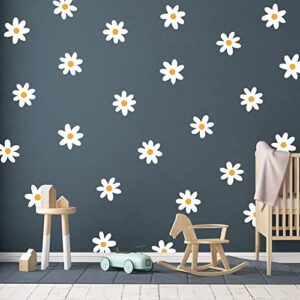 Peel and Stick Flower Floral Vinyl Wall Stickers, White Daisy Wall Decals for Kids Room, Nursery, Bedroom, Living Room, Home Wall Art Décor