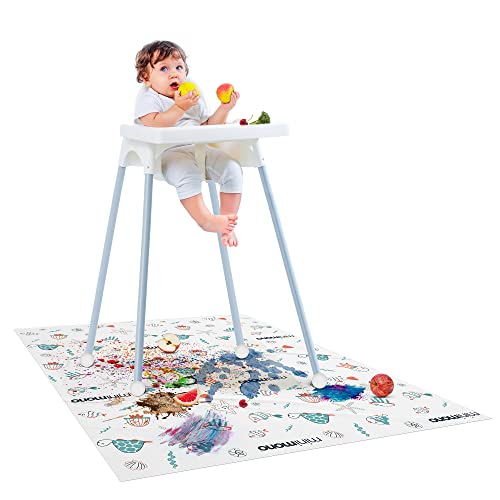 Minimono Baby Splat Mat for Under High Chair - 30 Pcs Disposable and Waterproof Splash Mats - 40"x47" Multipurpose Activity Mat for Picnic Art and Craft - BLW Baby Led Weaning Supplies (Sea Animals)