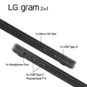 LG gram (2022) 14T90Q 2-in-1 Tablet Laptop, 14" (1920 x 1200) IPS Display, Intel Evo 12th Gen i7 1260P Processor, 16GB LPDDR5, 1TB NVMe SSD, FHD Webcam, WiFi 6E, Thunderbolt 4, Windows 11, Black