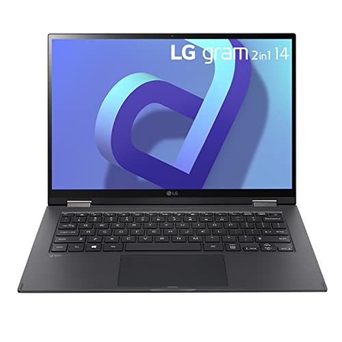 LG gram (2022) 14T90Q 2-in-1 Tablet Laptop, 14" (1920 x 1200) IPS Display, Intel Evo 12th Gen i7 1260P Processor, 16GB LPDDR5, 1TB NVMe SSD, FHD Webcam, WiFi 6E, Thunderbolt 4, Windows 11, Black