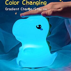 Dimanito Cute Kids Night Light Night Lamp Night Lights for Kids Bedroom Toddler Baby Portable Silicone Battery Led Nightlight Nursery (Dinosaur)