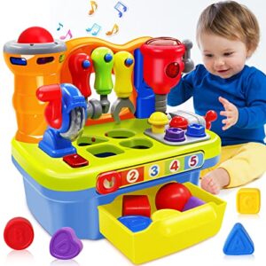 syaomunly baby toys for 1 year old boy girl musical learning workbench for 2 years old child toddlers early education sound shape toys christmas birthday gift for kids 12-18 months