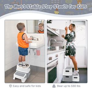 Ronipic 2 Step Stools for Kids, Toddler Step Stool for Toilet Potty Training, Anti-Slip Potty Stools with Numbers/ABC, Bathroom Step Stool for Kitchen