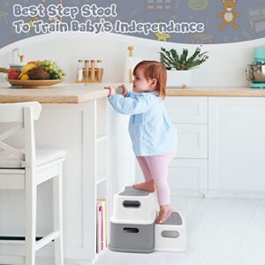 Ronipic 2 Step Stools for Kids, Toddler Step Stool for Toilet Potty Training, Anti-Slip Potty Stools with Numbers/ABC, Bathroom Step Stool for Kitchen