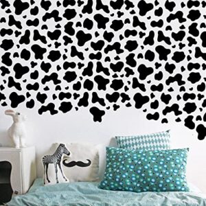 84 Pieces Cow Print Decor Wall Decal Cheetah Spot Animal Print Wall Stickers Removable Vinyl DIY Art Dalmation Spots Wall Mural for Bedroom Living Room Nursery Door Glass Bottle Tile (Black)