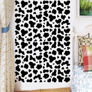 84 Pieces Cow Print Decor Wall Decal Cheetah Spot Animal Print Wall Stickers Removable Vinyl DIY Art Dalmation Spots Wall Mural for Bedroom Living Room Nursery Door Glass Bottle Tile (Black)