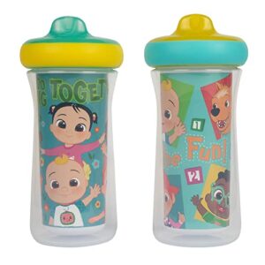 the first years cocomelon kids insulated sippy cups - dishwasher safe spill proof toddler cups - ages 12 months and up - 9 ounces - 2 count