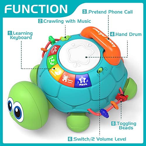 Baby Toys 6 to 12 Months, Musical Turtle Crawling Baby Toys for 12-18 Months, Early Learning Educational Toy with Light & Sound, Birthday Toy for Infant Toddler Boy Girl 7 8 9 10 11 month 1-2 Year Old