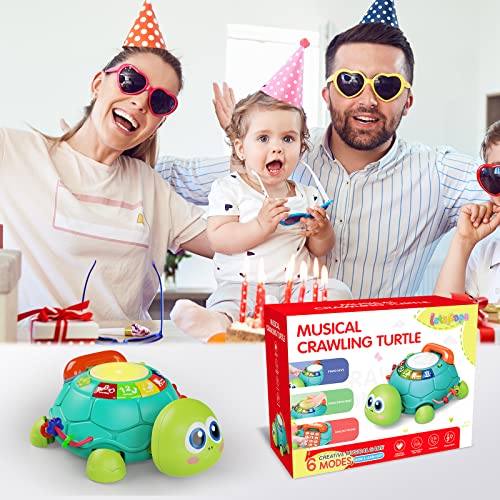 Letapapa Baby Toys 6 to 12 Months, Crawling Baby Toy for 12-18 Months, Musical Turtle Toy with Light & Sound, Educational Toy Birthday Easter Gift for Infant 3 4 5 6-12-18 Month 1 2 Year Old Baby