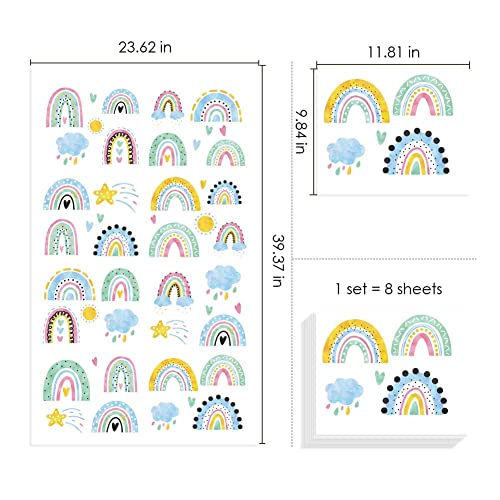 Mitoykus 2 Sets Pastel Wall Stickers Rainbow Bunny Egg Carrot Hyacinth Watercolor Wall Decals for Kids Room Party Nursery