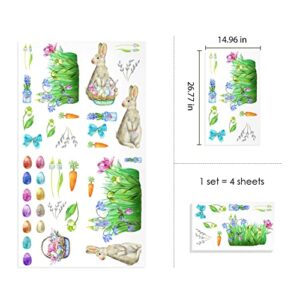 Mitoykus 2 Sets Pastel Wall Stickers Rainbow Bunny Egg Carrot Hyacinth Watercolor Wall Decals for Kids Room Party Nursery