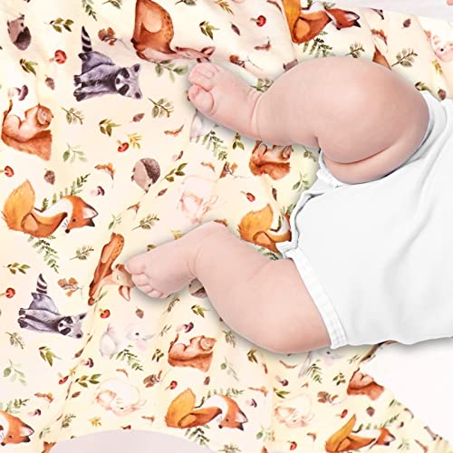 Minky Baby Blanket for Boys Girls Double Layer Soft Plush Toddler Blanket with Dotted Backing, Fox Newborn Blanket for Nursery Stroller Crib Receiving Blanket Infant Unisex, Woodland 30 X 40 in