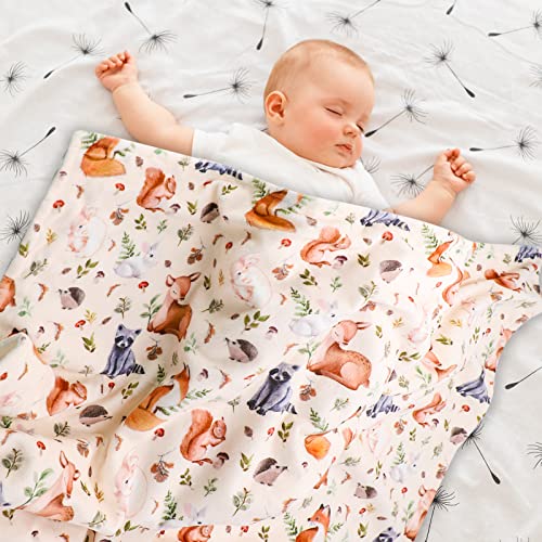 Minky Baby Blanket for Boys Girls Double Layer Soft Plush Toddler Blanket with Dotted Backing, Fox Newborn Blanket for Nursery Stroller Crib Receiving Blanket Infant Unisex, Woodland 30 X 40 in