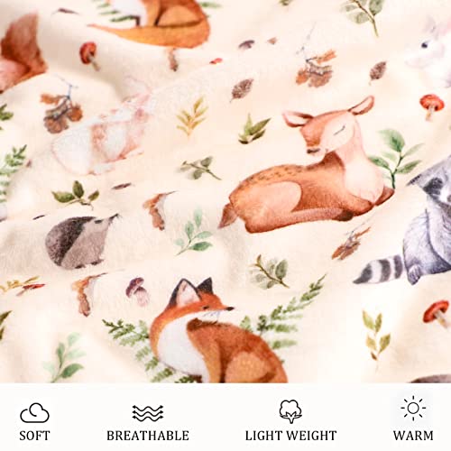 Minky Baby Blanket for Boys Girls Double Layer Soft Plush Toddler Blanket with Dotted Backing, Fox Newborn Blanket for Nursery Stroller Crib Receiving Blanket Infant Unisex, Woodland 30 X 40 in