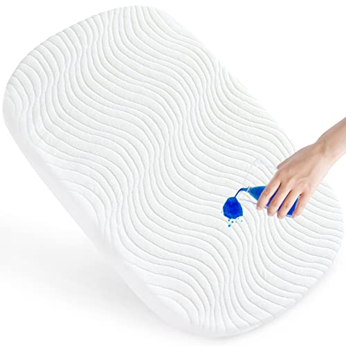 Waterproof Replacement Bassinet Mattress, Waterproof Bassinet Mattress Pad Cover and 100% Cotton Sheet(White)