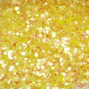 HEMOER Yellow Opal Glitter 100g/3.5oz, Cosmetic Mixed Hexagon Chunky & Fine Craft Glitter Resin Sequins for Epoxy Glass, Resin Art, Body, Hair, Face, Nail, Slime, Tumbler, Festival Party