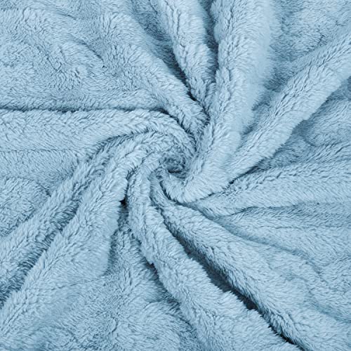 HOMRITAR Baby Blanket for Boys or Girls 3D Fluffy Fuzzy Blanket for Baby Infant or Newborn Receiving Blanket (30x40inch, Blue, Cream)