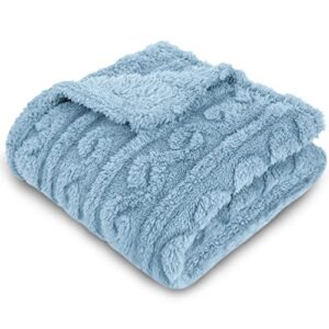 HOMRITAR Baby Blanket for Boys or Girls 3D Fluffy Fuzzy Blanket for Baby Infant or Newborn Receiving Blanket (30x40inch, Blue, Cream)