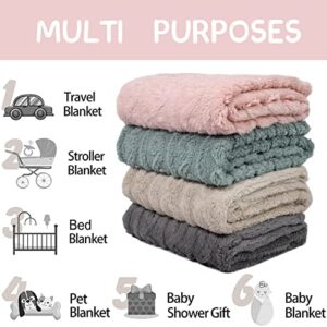 HOMRITAR Baby Blanket for Boys or Girls 3D Fluffy Fuzzy Blanket for Baby Infant or Newborn Receiving Blanket (30x40inch, Green, Cream)