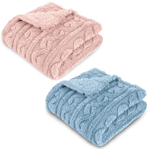 HOMRITAR Baby Blanket for Boys or Girls 3D Fluffy Fuzzy Blanket for Baby Flannel Fleece Warm Blanket (30x40inch, Blue, Pink)