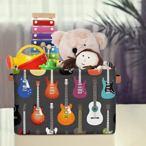 Modern Guitar Storage Basket Music Storage Box Bin Large Laundry Organizer Basket for Bathroom Nursery Kitchen Clothes Toys Newspaper 1PC