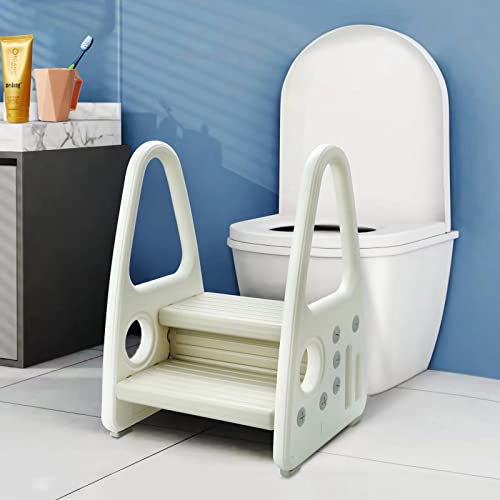 PandaEar Kids Adjustable Step Stool with Handles and Non-Slip Steps for Toddler Toilet, Foot Stool for Children Potty Training Bathroom