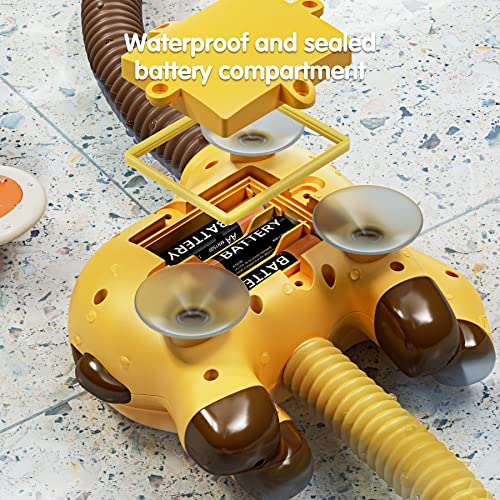 TUMAMA Baby Bath Toy with Shower Head and 3 Suction Spinner Toys, Giraffe Water Spray Squirt Shower Faucet and Bathtub Water Pump Summer Essentials for Toddlers Infants Kids,Yellow