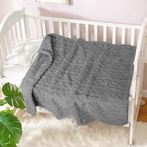 HOMRITAR Baby Blanket for Girls Toddlers 3D Fleece Fluffy Fuzzy Blanket for Baby (30x40inch, Pink, Grey)