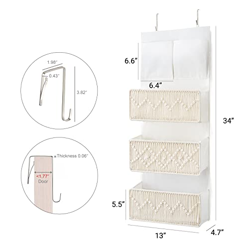 Mkono Over The Door Organizer and Diaper Organizer Caddy Boho Decor Macrame Hanging Storage for Home, Bedroom, Nursery