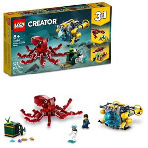 lego creator 3in1 sunken treasure mission 31130 building toy set for kids, boys, and girls ages 8+ (522 pieces)