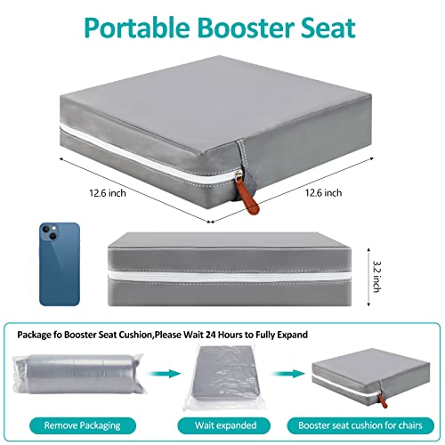 Toddler Booster Seat for Dining Table,Non-Slip Bottom Booster Seat for Table, Child/Kids/Baby Booster Seat for Dining Table with 2 Adjustable Strap Buckle,Portable Travel Booster Seat for Chair(Grey)