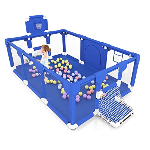 Bouncats Baby playpen, Kids Baby Ball Pit, Playpen for Babies,Indoor & Outdoor Playpen for Babies and Toddlers, Infant Safety Gates with Breath (Blue-2)