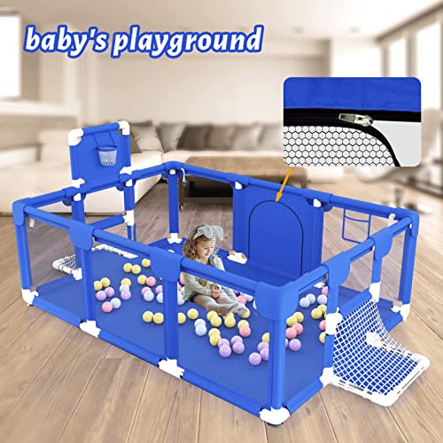 Bouncats Baby playpen, Kids Baby Ball Pit, Playpen for Babies,Indoor & Outdoor Playpen for Babies and Toddlers, Infant Safety Gates with Breath (Blue-2)