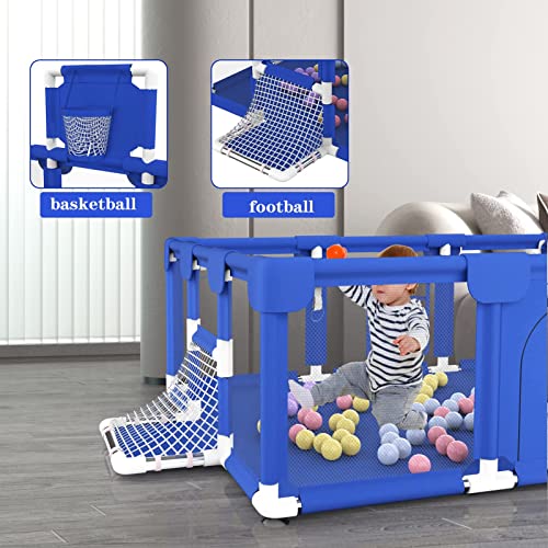 Bouncats Baby playpen, Kids Baby Ball Pit, Playpen for Babies,Indoor & Outdoor Playpen for Babies and Toddlers, Infant Safety Gates with Breath (Blue-2)