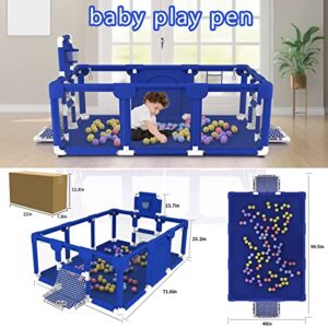 Bouncats Baby playpen, Kids Baby Ball Pit, Playpen for Babies,Indoor & Outdoor Playpen for Babies and Toddlers, Infant Safety Gates with Breath (Blue-2)