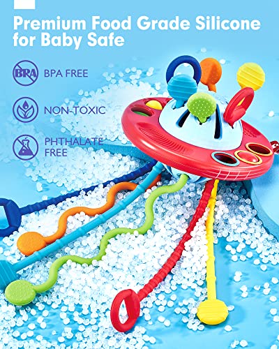 Montessori Toys for 1 Year Old Boy Gifts - Baby Toys 12-18 Months Silicone Pull String Toys for 1 Year Old Girl Gifts Travel Toys Sensory Toys for Toddlers 1-3 1st One Year Old Boy Birthday Girl Gifts