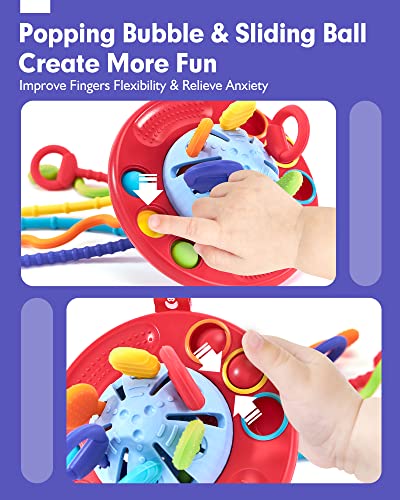 Montessori Toys for 1 Year Old Boy Gifts - Baby Toys 12-18 Months Silicone Pull String Toys for 1 Year Old Girl Gifts Travel Toys Sensory Toys for Toddlers 1-3 1st One Year Old Boy Birthday Girl Gifts