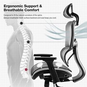 Ergonomic High Back Office Chair - High Office Chair with Headrest, Lumbar Support, Movable Armrests, Swivel Mesh Office Chair with 300 lbs Weight Capacity Adjustable Height for Home Office, Executive