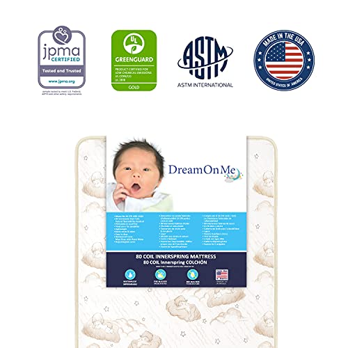 Dream On Me Synergy 5-in-1 Convertible Crib in Black & 2-in-1 Breathable Twilight 5" Spring Coil Crib and Toddler Bed Mattress