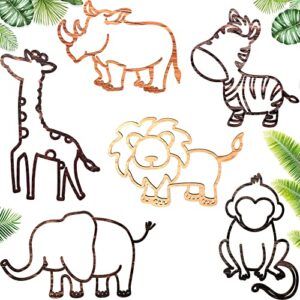 6 pcs jungle animal woodland decor wooden woodland animal safari nursery wall art animal theme wall decor for baby shower gifts bedroom playroom toddler classroom decorations (jungle)