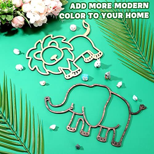 6 Pcs Jungle Animal Woodland Decor Wooden Woodland Animal Safari Nursery Wall Art Animal Theme Wall Decor for Baby Shower Gifts Bedroom Playroom Toddler Classroom Decorations (Jungle)