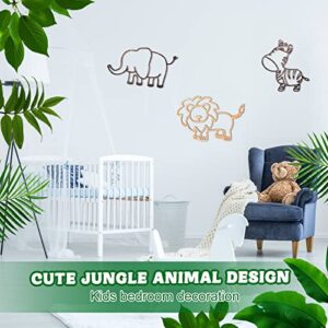 6 Pcs Jungle Animal Woodland Decor Wooden Woodland Animal Safari Nursery Wall Art Animal Theme Wall Decor for Baby Shower Gifts Bedroom Playroom Toddler Classroom Decorations (Jungle)