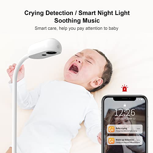 Cheego Smart Baby Monitor & Floor Stand HD Video Camera and Audio, 2-Way Talk, Nightlight and Night Vision, Room Humidity & Temp, Wake up & Crying Detection Works with Alexa